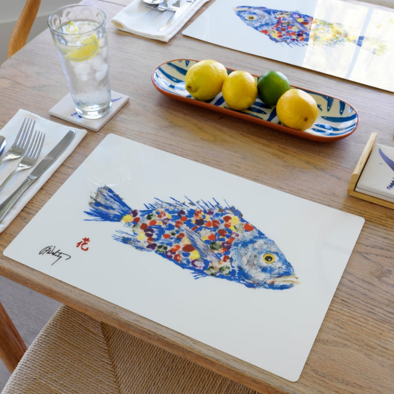 Atlantic Fish Placemat 17" – Waterproof Coastal Vinyl
