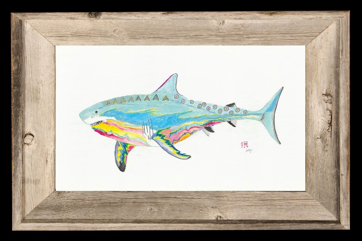 Abstract Psycho Shark Art Print | Colorful Ocean Decor