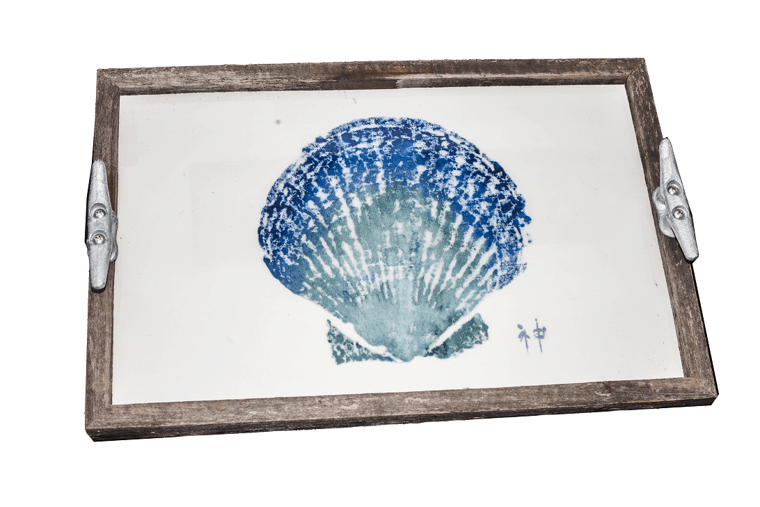 Scallop Shell Driftwood Tray – Nautical Serving Dish
